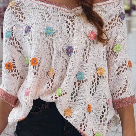 POL | Sweaters | Nwt Gorgeous Vneck Crochet Top Sweater By Pol | Poshmark